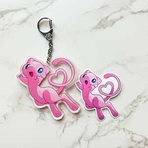 Mew Sticker | Mewtwo Decal, Legendary Psychic Type, Cute Heart Tail ...