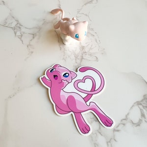 Mew Sticker | Mewtwo Decal, Legendary Psychic Type, Cute Heart Tail ...