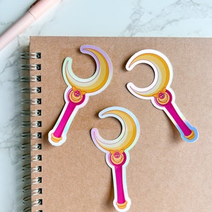 Moon Stick Wand Sticker | 90s Anime Holographic Decals, Moon Prism ...