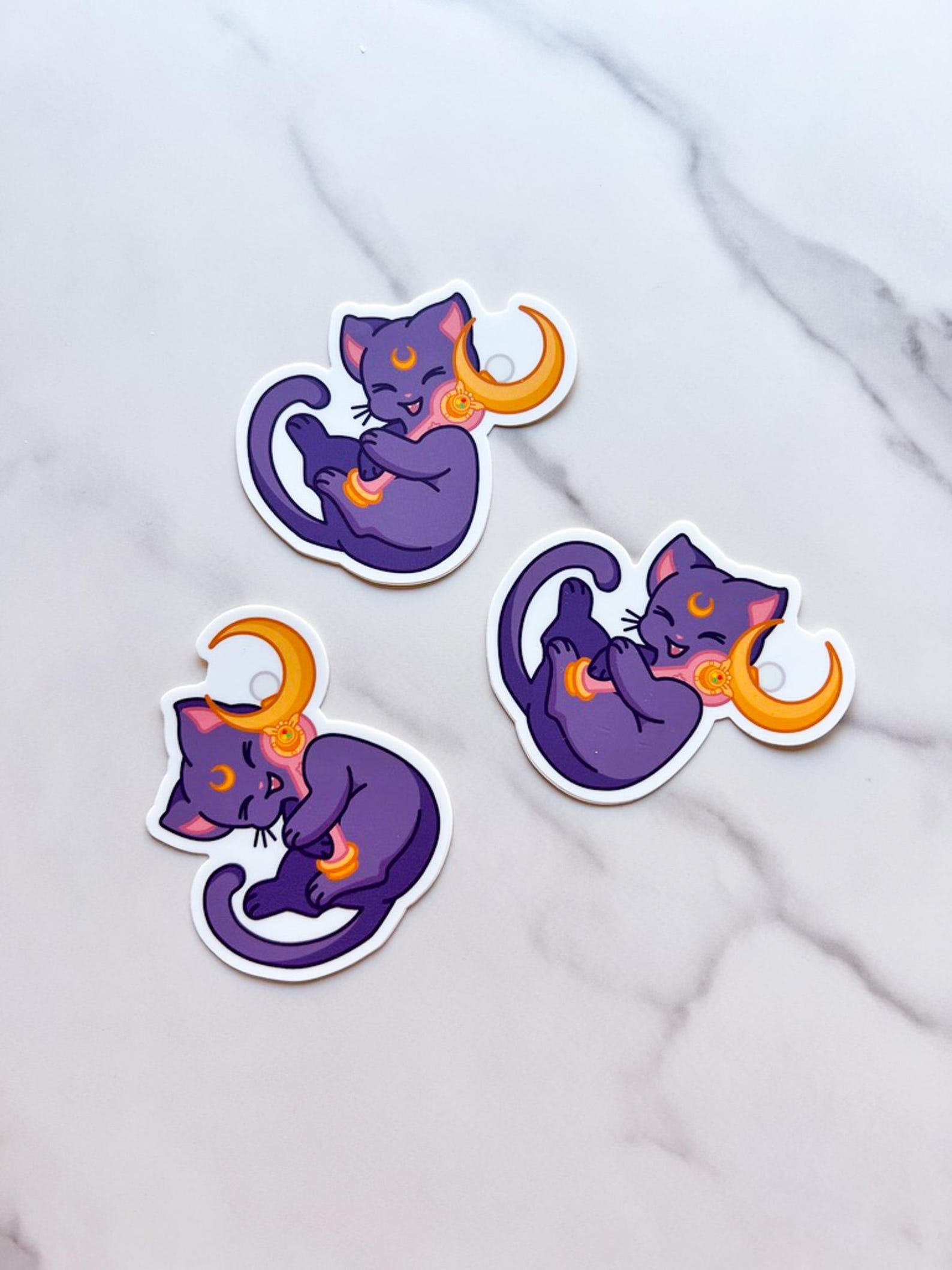 Luna Cat Sticker | Moon Stick Wand Decal | 90s Anime Manga, Magical ...