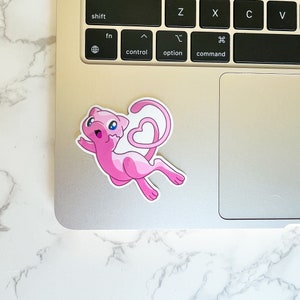 Mew Sticker | Mewtwo Decal, Legendary Psychic Type, Cute Heart Tail ...