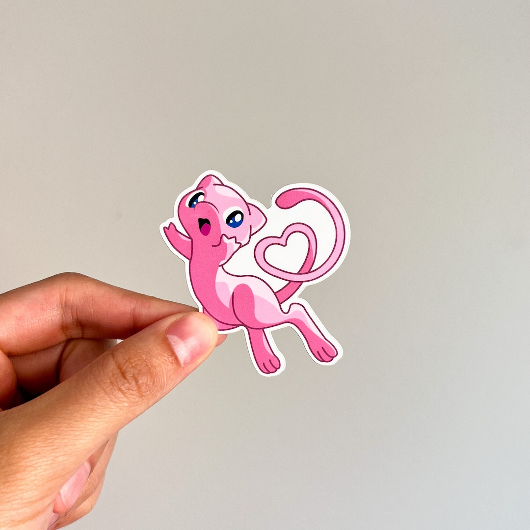 Mew Sticker | Mewtwo Decal, Legendary Psychic Type, Cute Heart Tail ...
