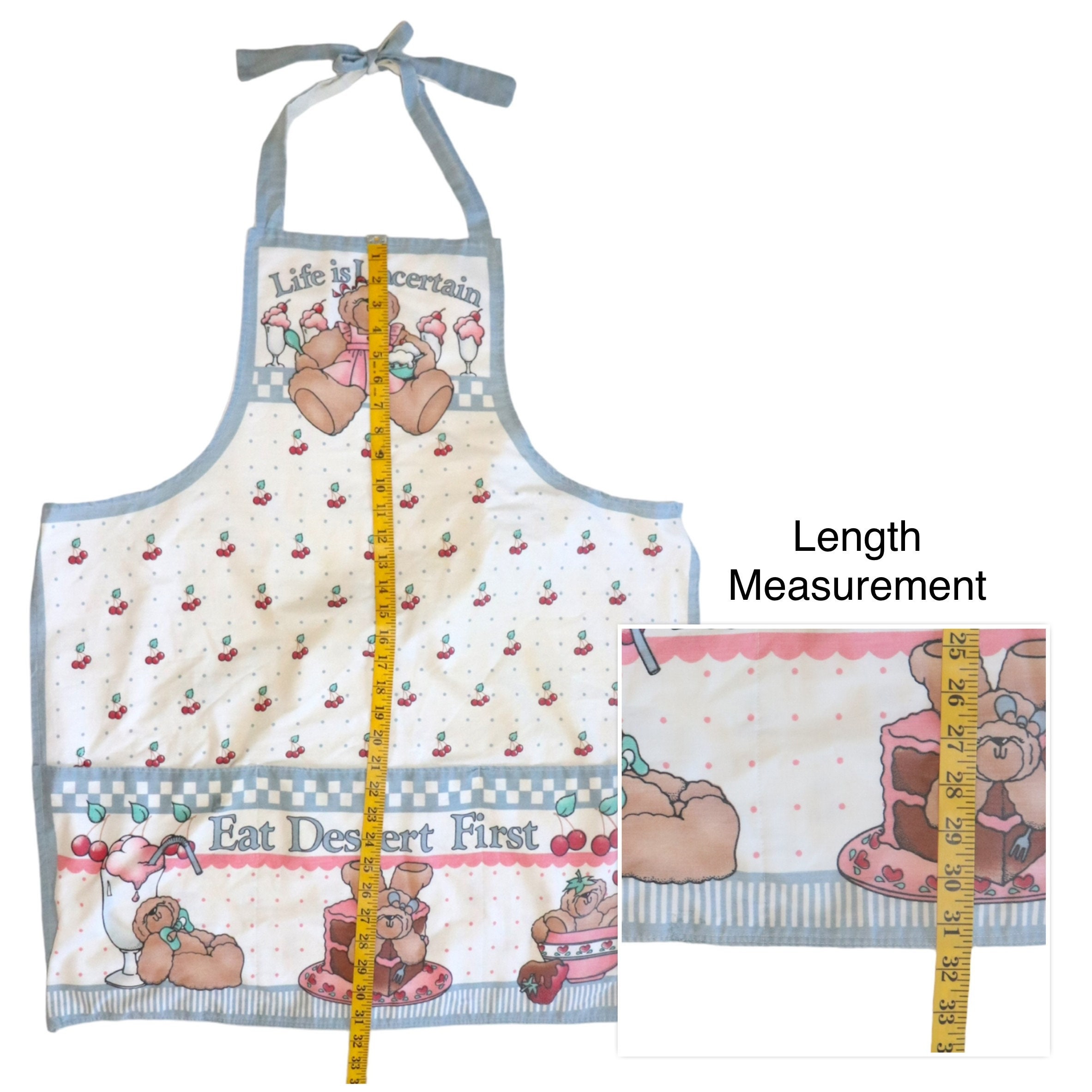 Chef’s Apron Teddy Bear Themed Life is Uncertain Eat Dessert First - Etsy