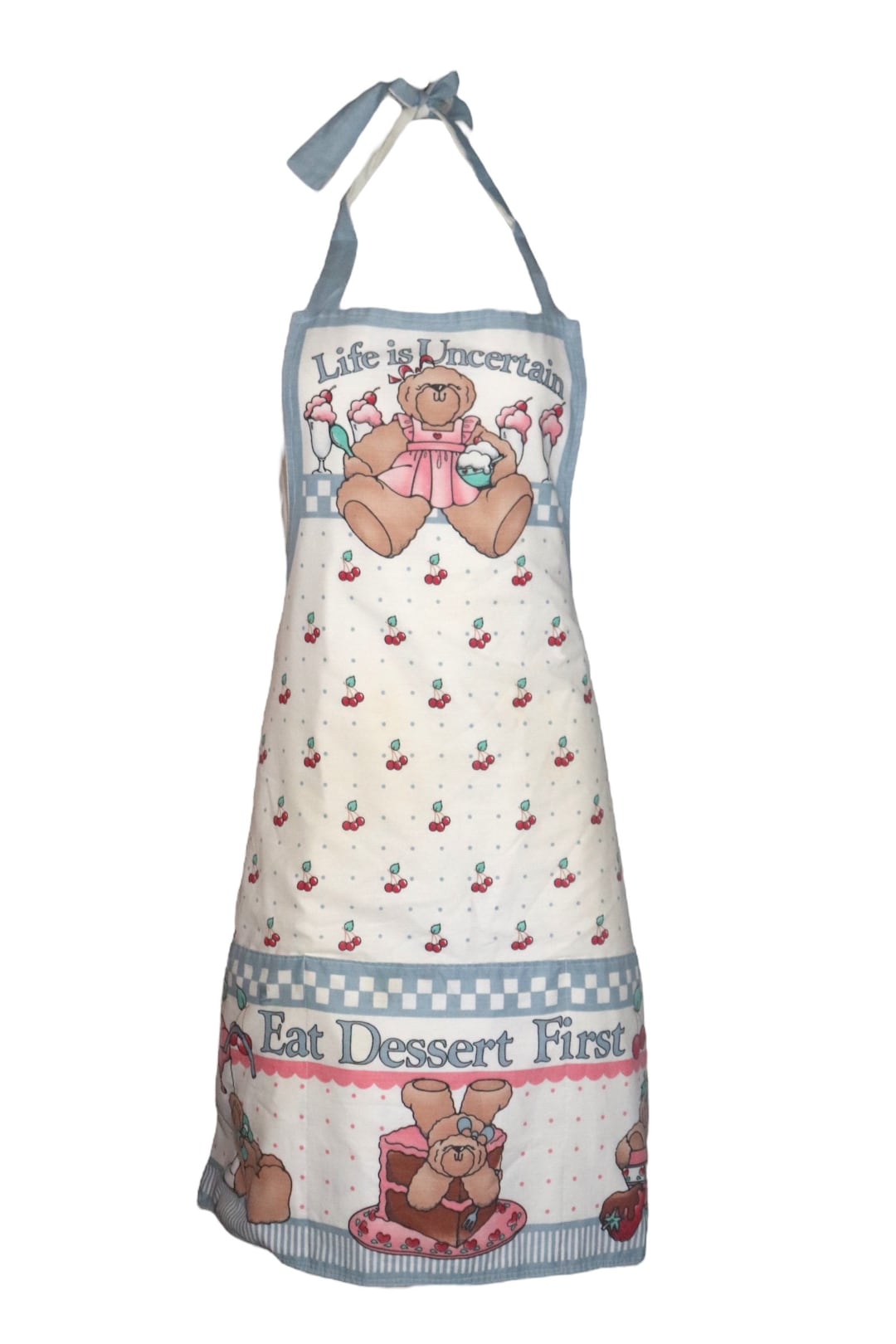 Chef’s Apron Teddy Bear Themed Life is Uncertain Eat Dessert First - Etsy