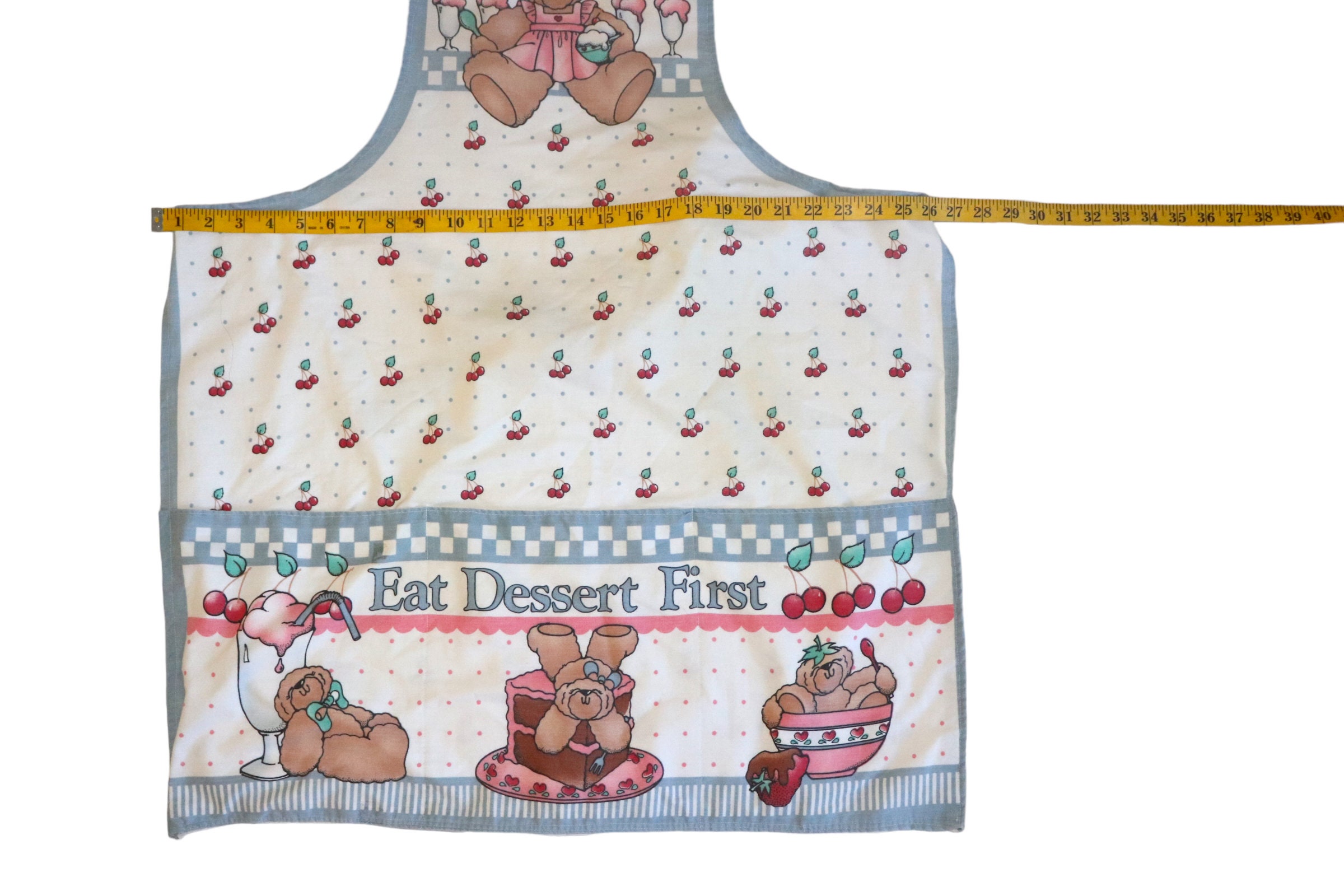 Chef’s Apron Teddy Bear Themed Life is Uncertain Eat Dessert First - Etsy