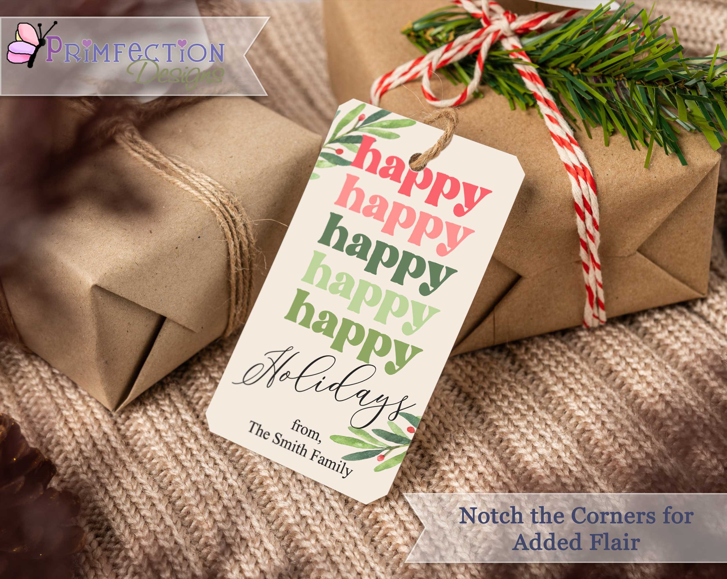 Editable Christmas Gift Tag, Merry Christmas Printable Tags, Farmhouse ...