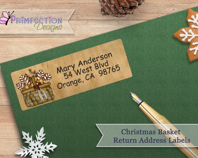 Christmas Address Labels, Gold Christmas Return Address Labels ...