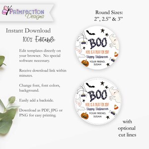 Editable Round Halloween Boo Tags Boo Gift Tag Downloadable - Etsy