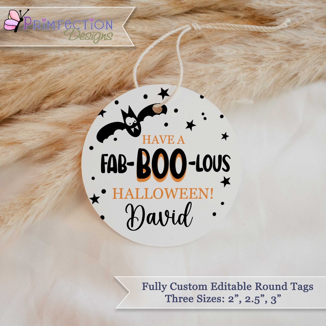 Editable Round Halloween Fab-boo-lous Tags, Boo Gift Tag, Downloadable ...