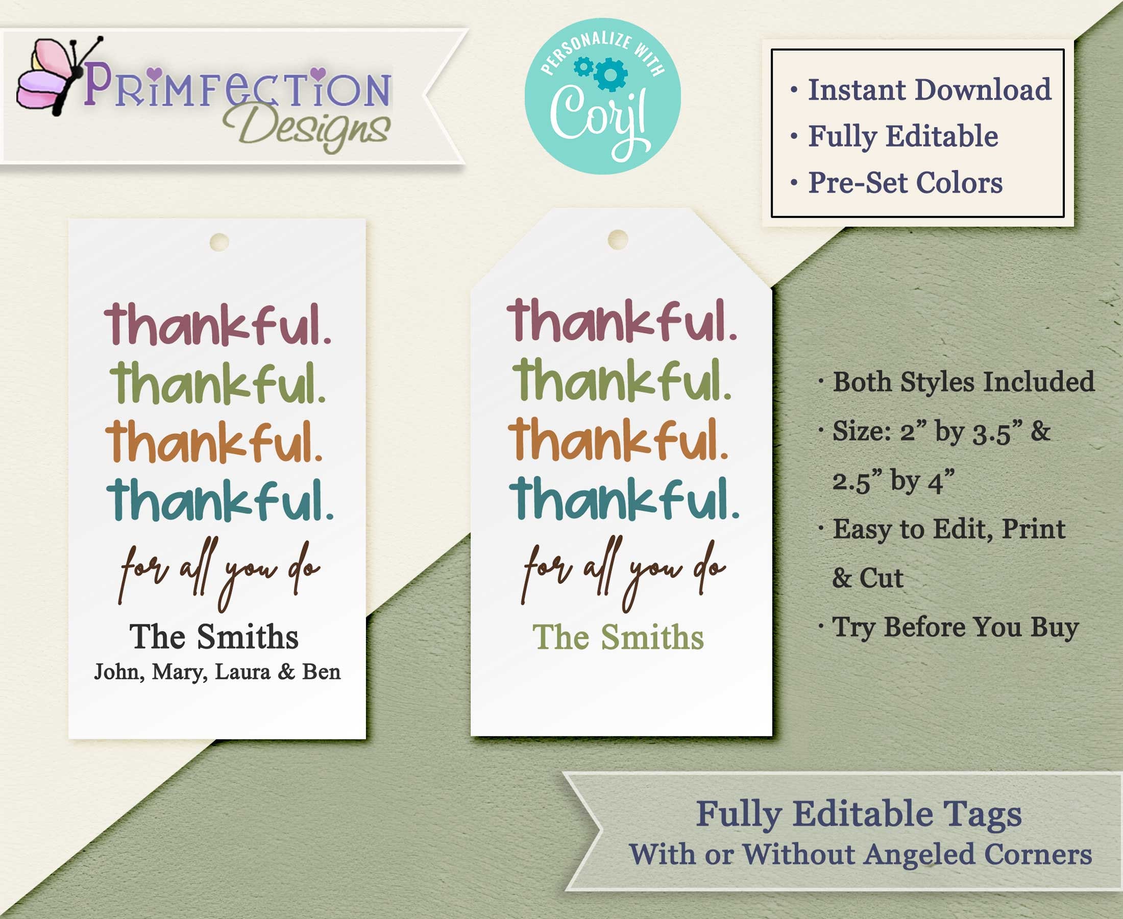 Editable Thankful Gift Tag, Thanksgiving Favor Tag, Thanksgiving ...