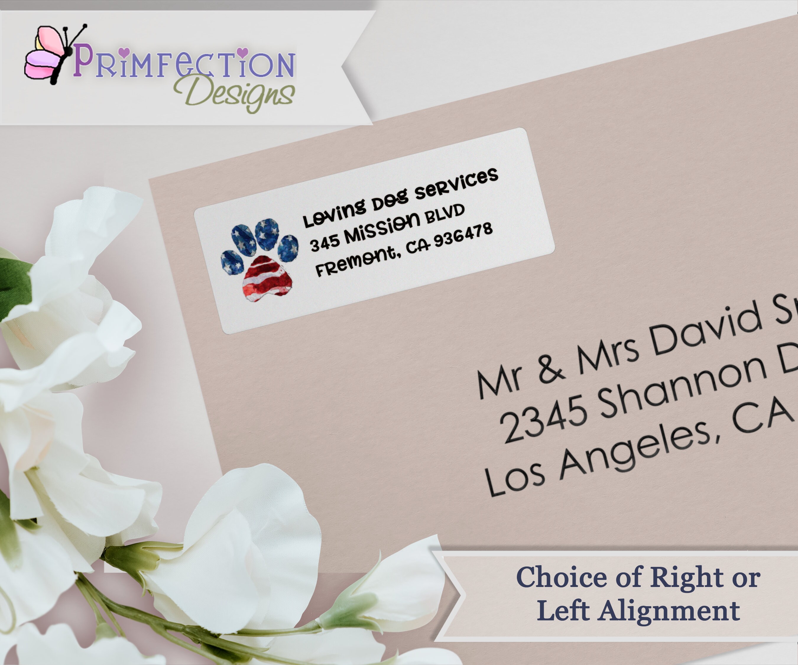 Patriotic Pet Paw Print Address Labels Custom Watercolor - Etsy