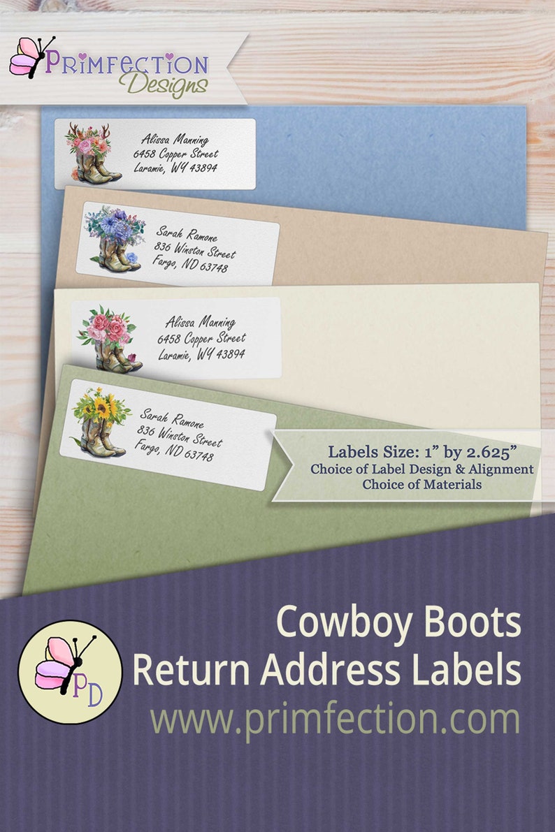 Personalized Return Address Labels Cowboy Boots Address - Etsy
