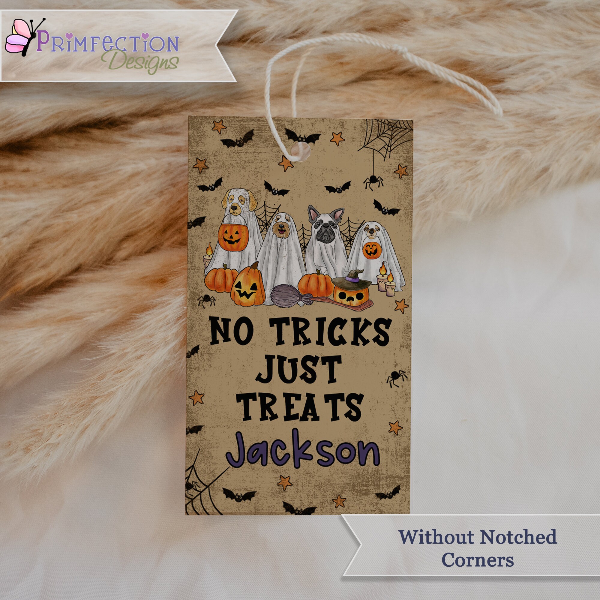 Ghost Dogs Halloween Tag Printable Trick or Treat Gift Tag - Etsy