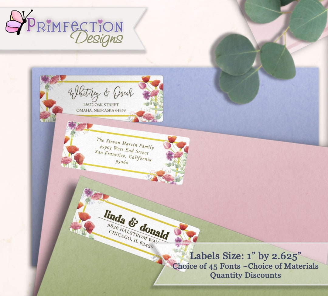 Poppy Wildflowers Return Address Labels, Custom Address Labels, Wild ...