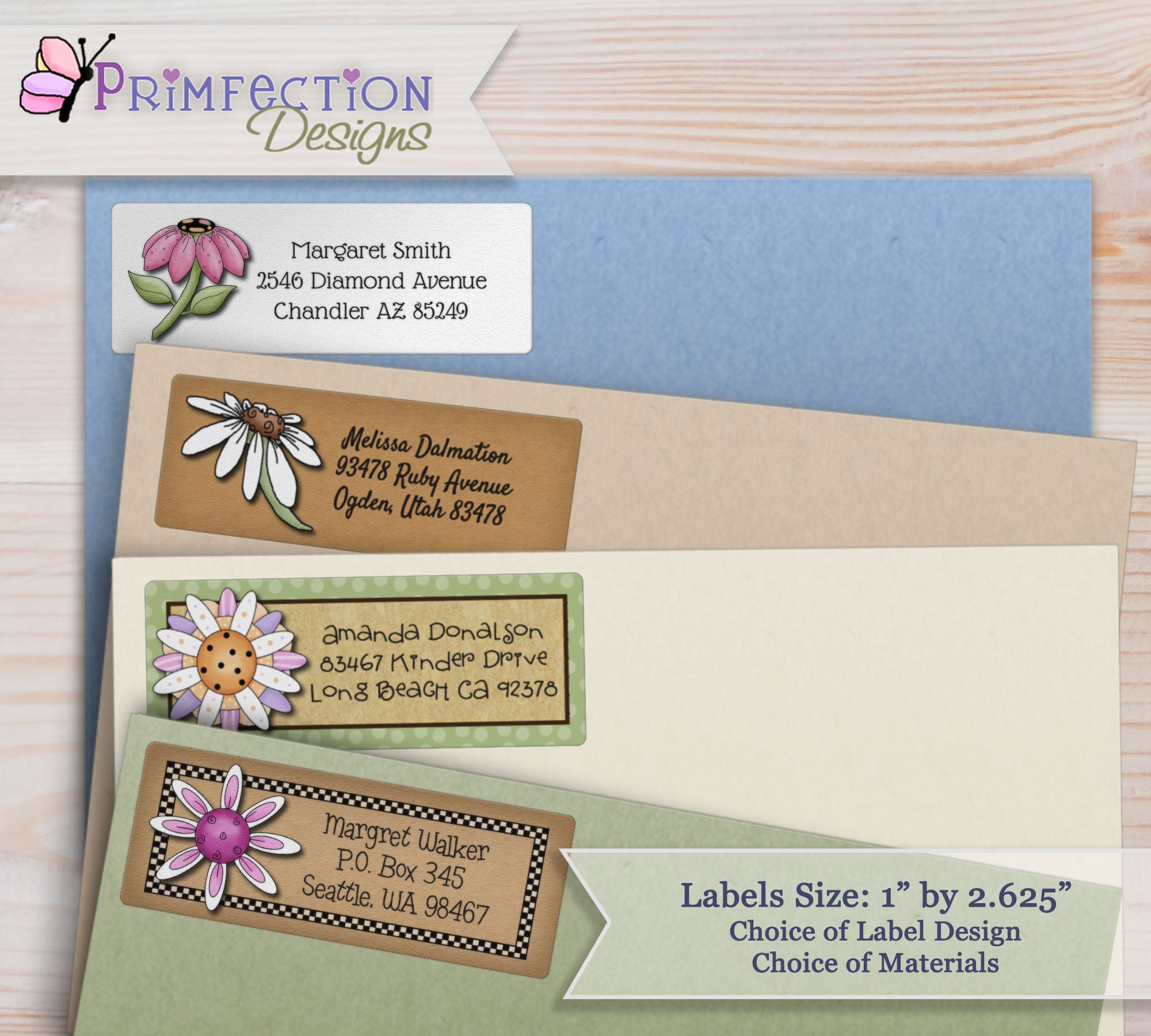 Personalized Return Address Labels, 30 Flower Address Labels, Custom ...