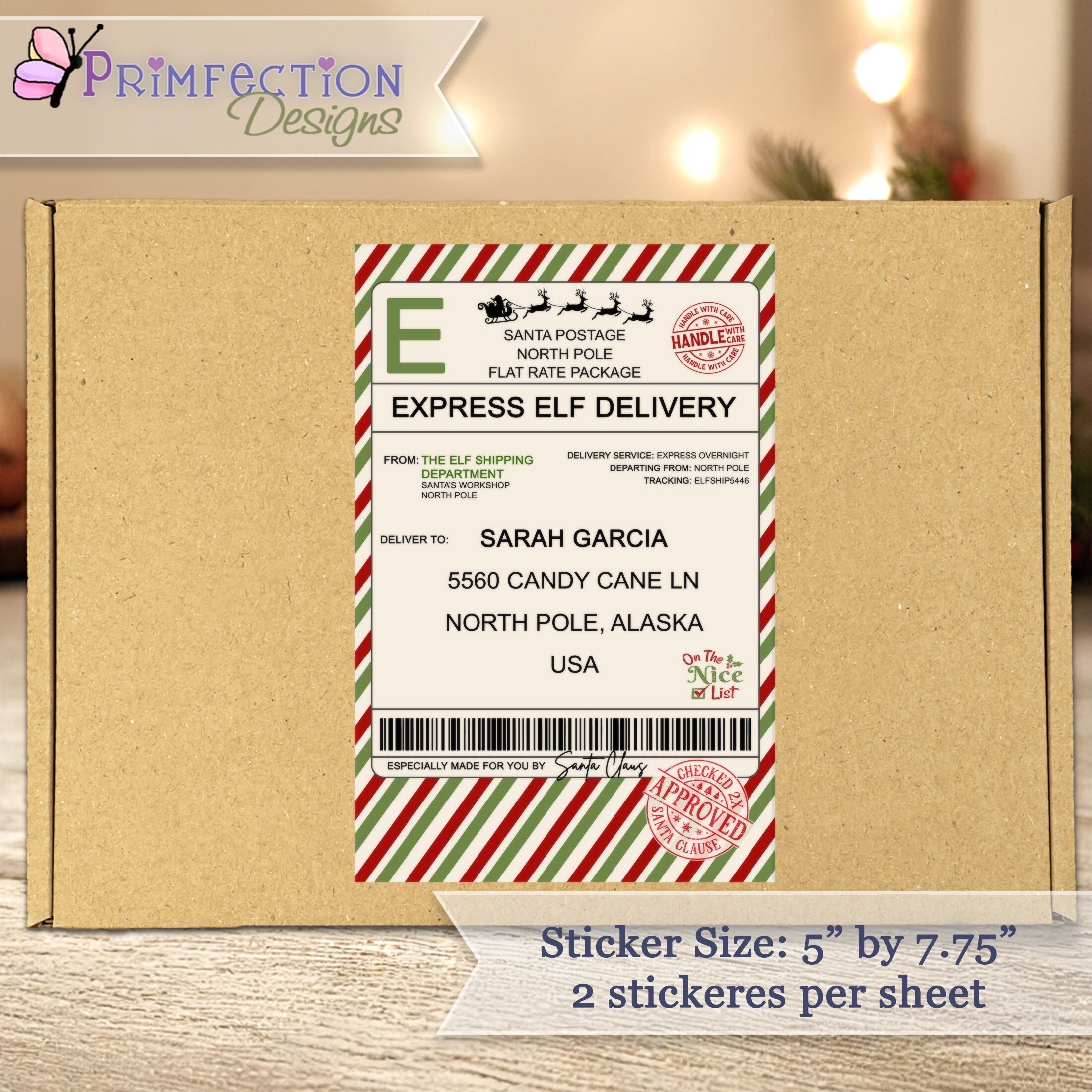 EDITABLE Santa Express Shipping Label, North Pole Delivery Tags, Santa ...