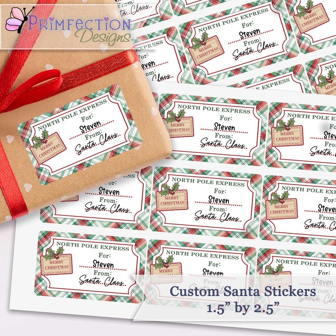 Personalized Christmas Stickers for Presents, From Santa Claus ...