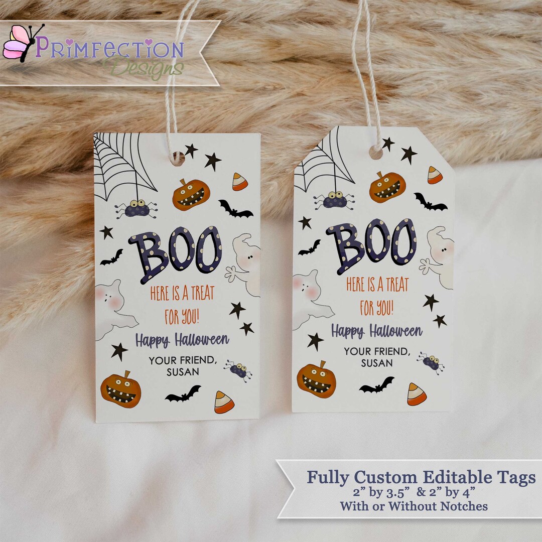 Editable Halloween Boo Tags, Boo Gift Tag, Downloadable Halloween Tags ...