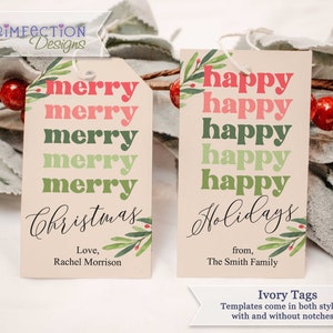 Editable Christmas Gift Tag, Merry Christmas Printable Tags, Farmhouse ...