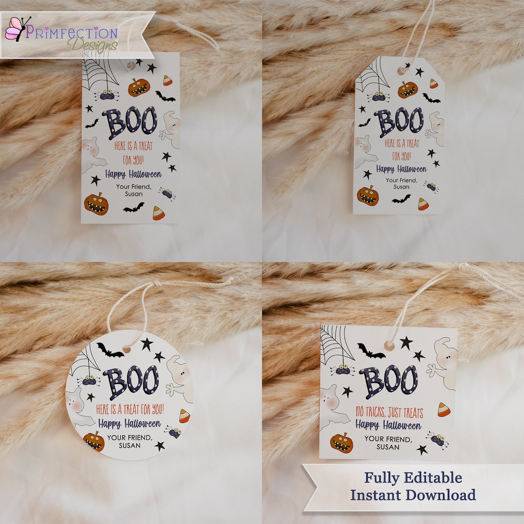 Editable Halloween Boo Tags, Boo Gift Tag, Downloadable Halloween Tags ...