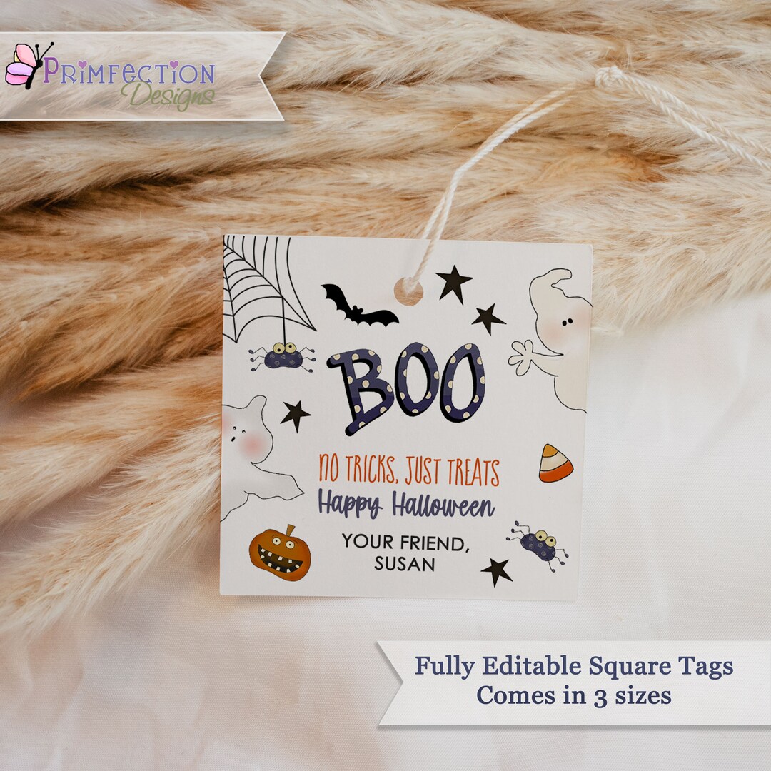 Editable Square Halloween Boo Tags, Boo Gift Tag, Downloadable ...