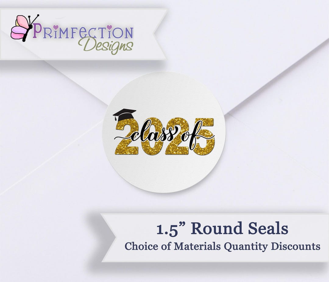 Class of 2025 Graduation Seal Stickers, Gold Graduation Custom Seals ...