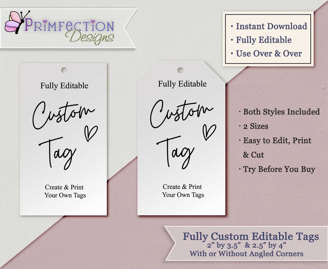 Editable Hang Tag Instant Download, Minimalist Gift Tags Template ...