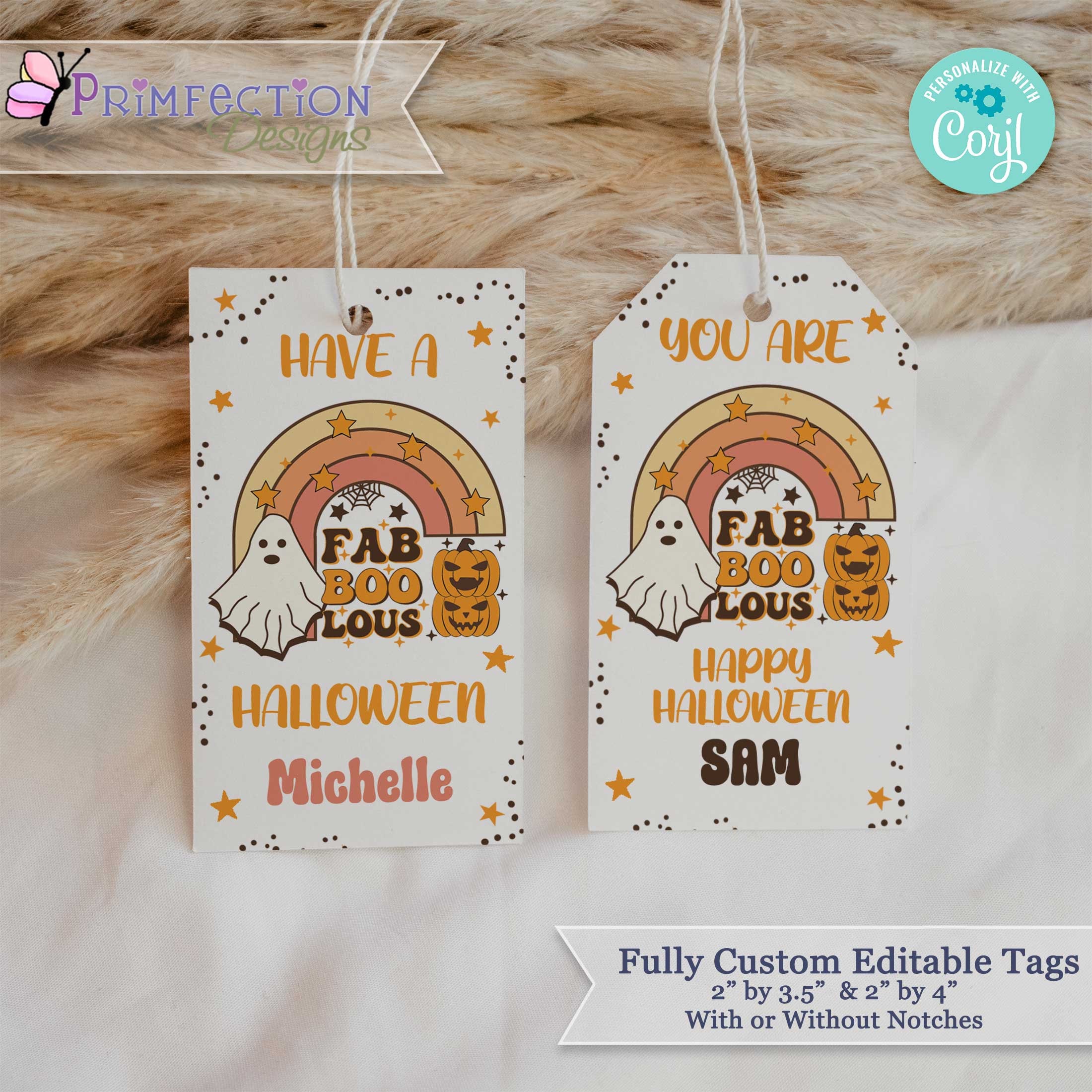 Retro Halloween Tag Printable Editable Halloween Gift Tag - Etsy