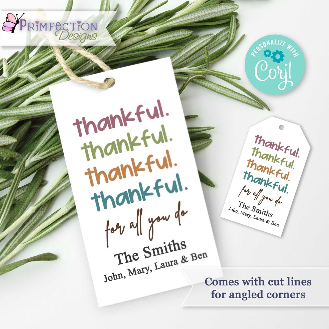 Editable Thankful Gift Tag, Thanksgiving Favor Tag, Thanksgiving ...