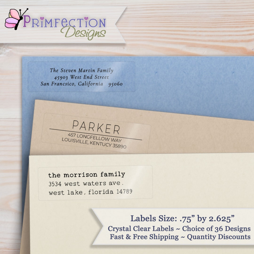 120 Clear Return Address Labels, Custom Address Labels, Clear Address ...