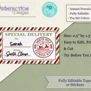 Christmas Gift Labels Template Printable Special Delivery Stickers Tags ...