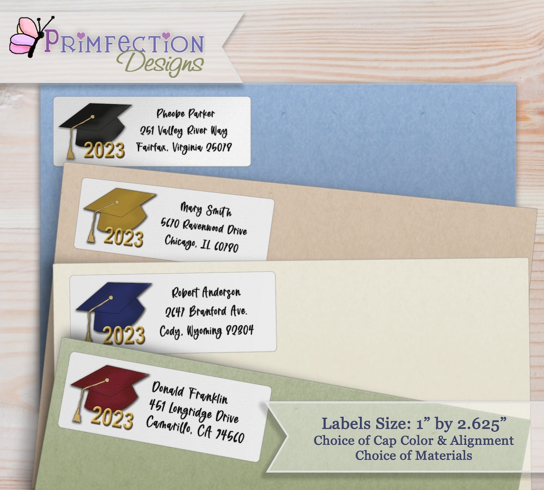 Graduation Return Address Labels Personalized, Graduation Cap Stickers ...