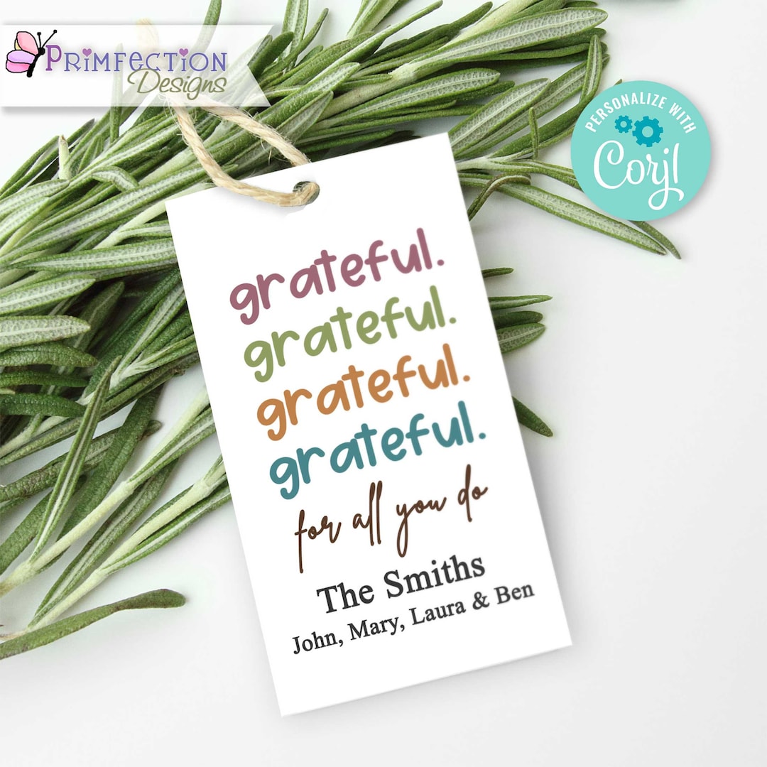 Editable Grateful Gift Tag, Thanksgiving Favor Tag, Thanksgiving ...