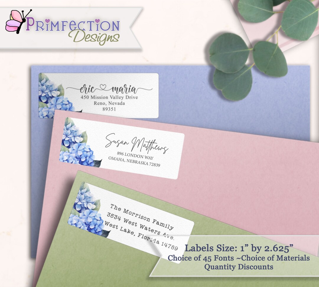 Hydrangea Summer Return Address Labels, Custom Address Labels, Floral Address Label, Mailing ...