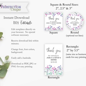 Fully Editable Favor Tags Instant Download, Purple Wedding Favor Tag ...