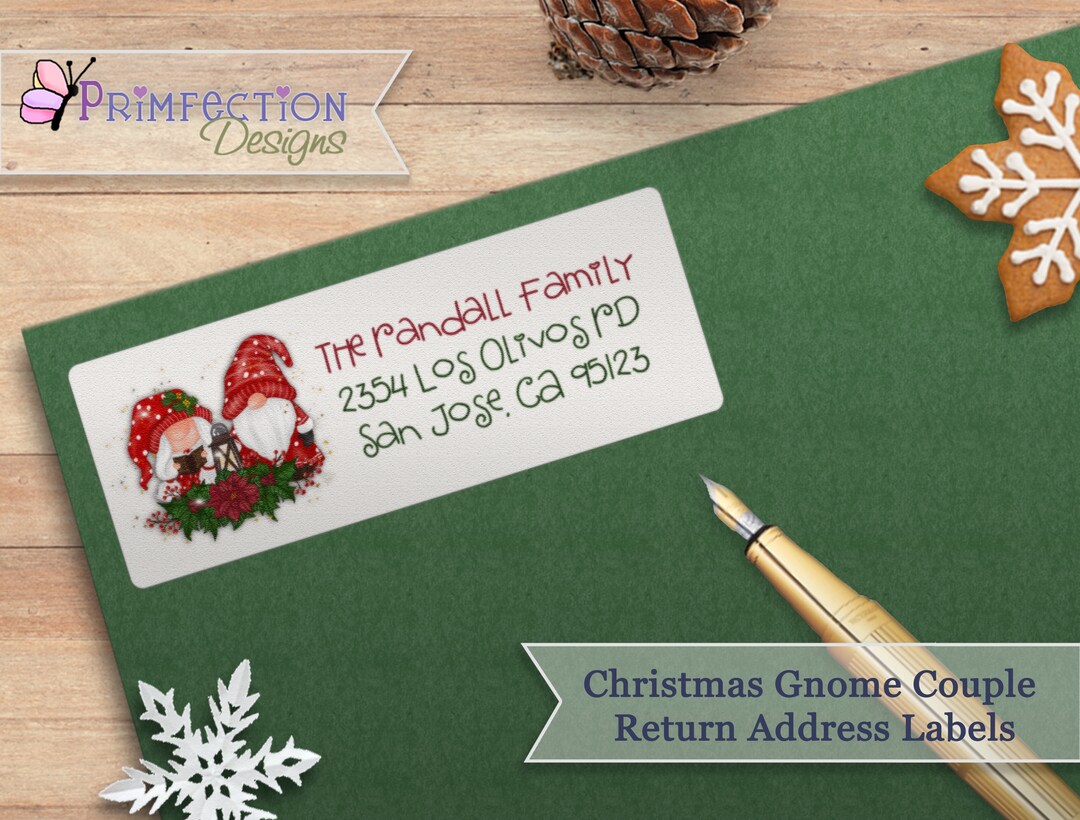 Christmas Gnomes Return Address Labels Stickers, Holiday Return Address ...