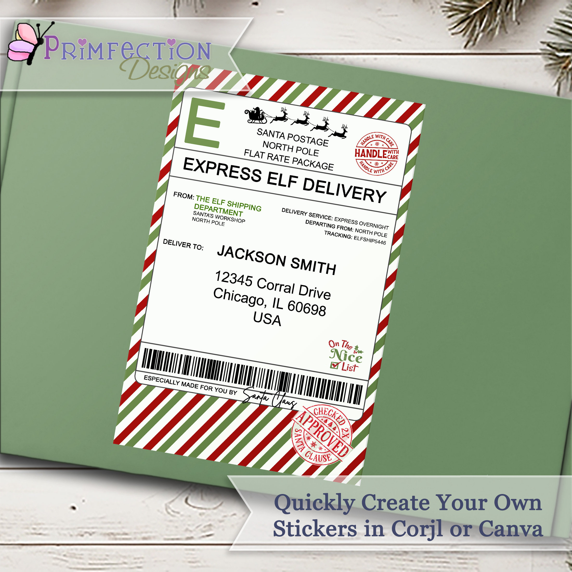 EDITABLE Santa Express Shipping Label, North Pole Delivery Tags, Santa ...