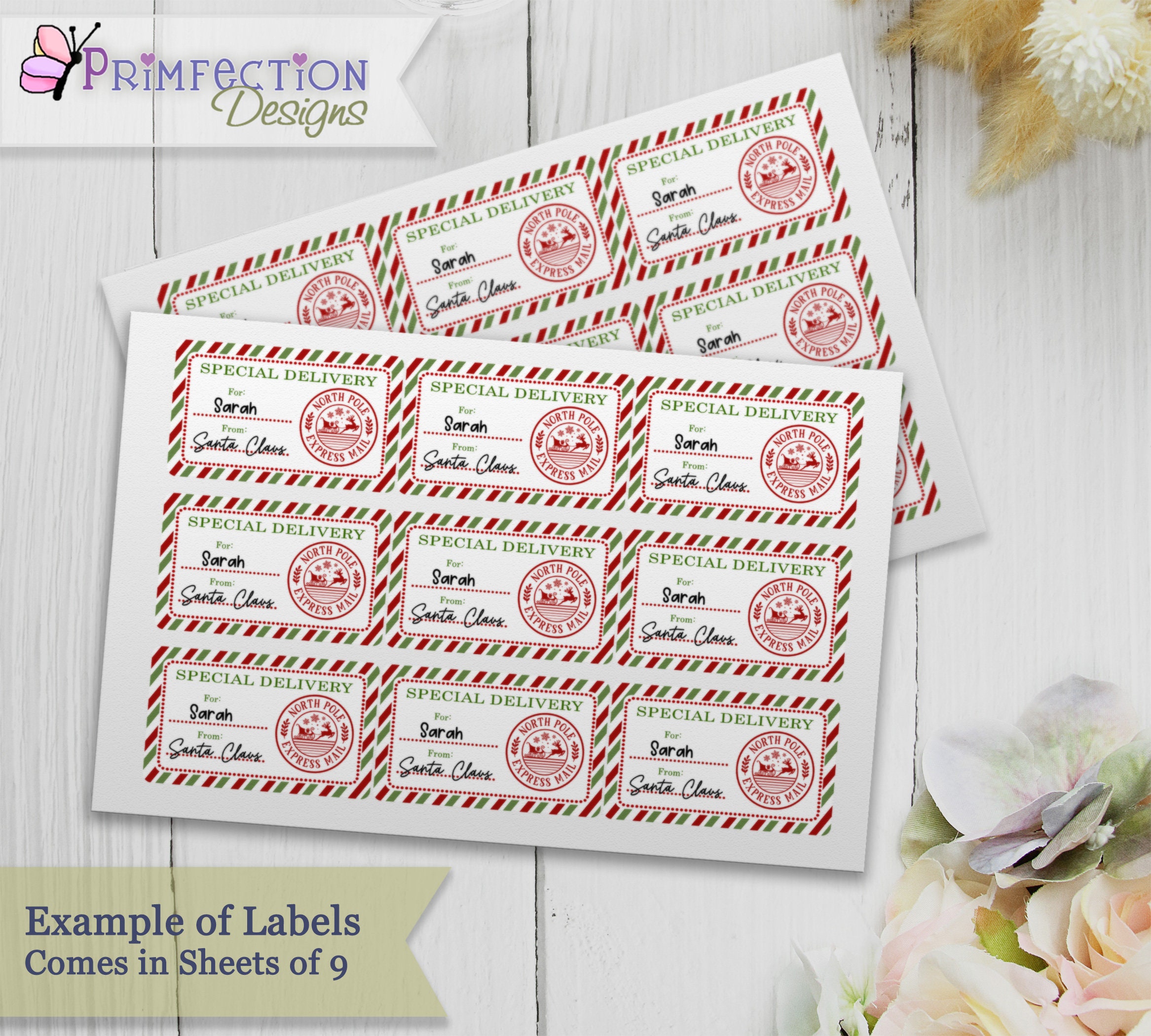 Official Santa Label Santa Claus Gift Tag Stickers Personalized ...