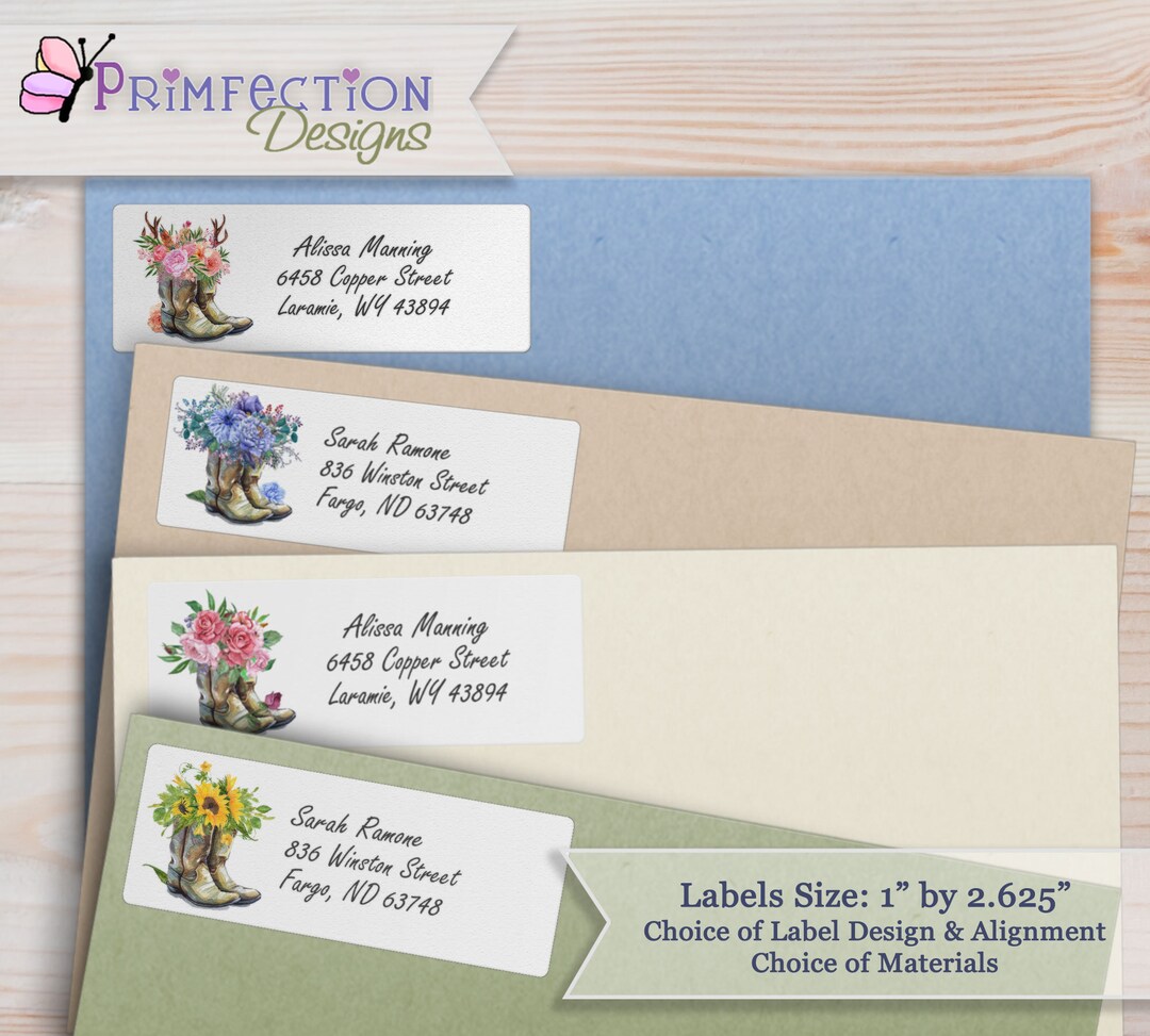 Personalized Return Address Labels, Cowboy Boots Address Labels, Custom ...