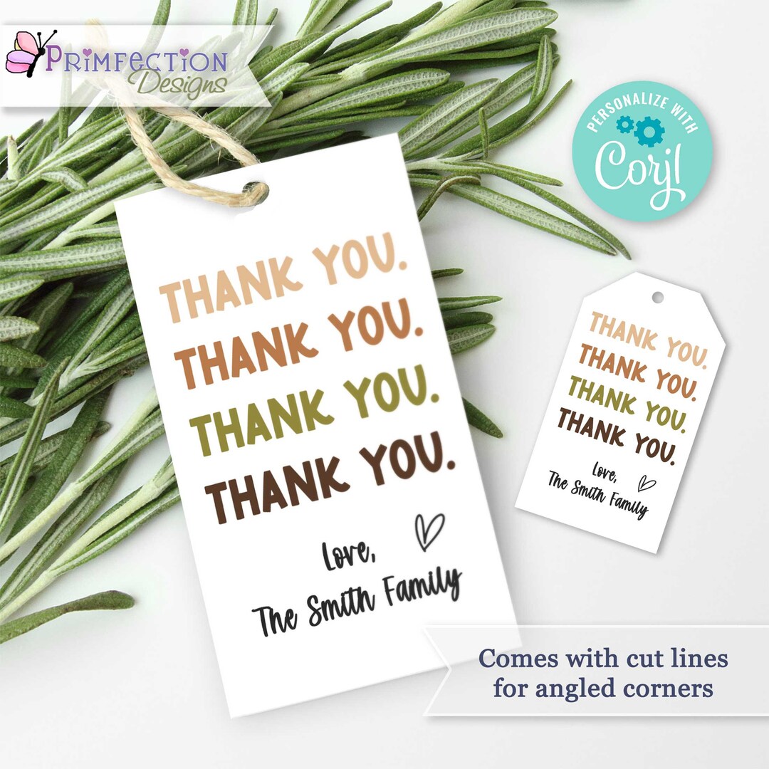 Editable Thank You Gift Tag, Thanksgiving Favor Tag, Thanksgiving ...
