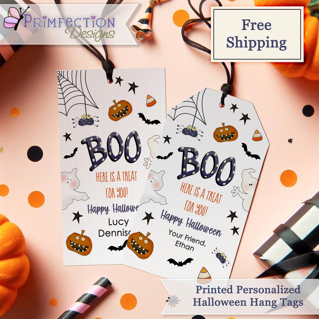 Printed Personalized Halloween Hang Tags, Halloween Favor Tags, Trick ...