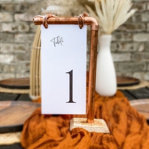 Copper & Wood Wedding Sign Stand | Copper and Wood Table Number Stand ...