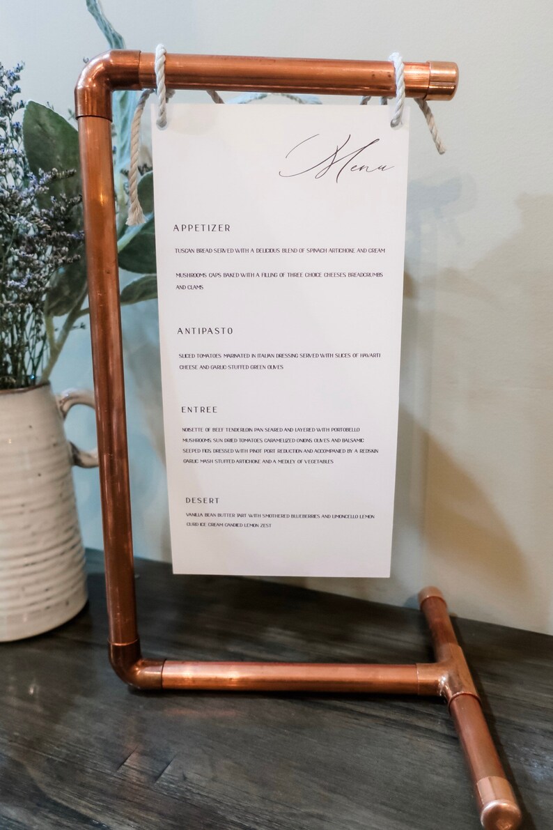 Copper Wedding Sign Holder Menu Copper Holder Modern Table | Etsy