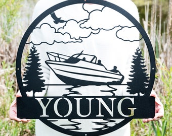 Personalized Boat Lake House Sign | Metal Outdoor Decor | Custom Boat ...