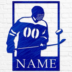 Personalized Hockey Athlete Sign, Metal Wall Art, Hockey Name Sign ...