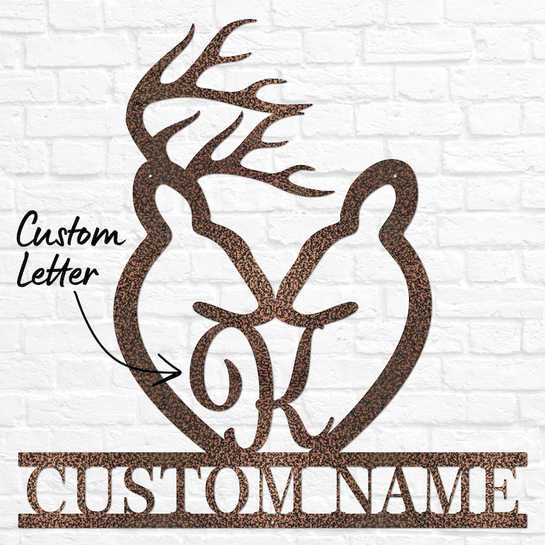 Metal Deer Letter Monogram With Names | Cabin Wall Monogram Sign | Deer ...