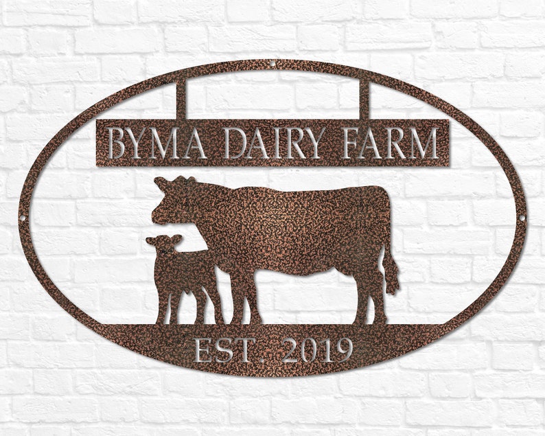 Cow Oval Farm Sign Custom Metal Ranch Name Sign Cow and - Etsy