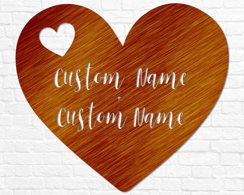 Heart Names Metal Sign, Personalized Couples Love Name Sign, Valentine ...
