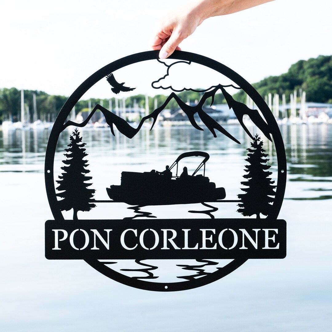 Personalized Pontoon Boating Outdoor Sign | Custom River House Sign ...