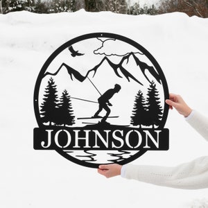 Personalized Downhill Skiing Outdoor Sign | Custom Metal Sign, Snow ...